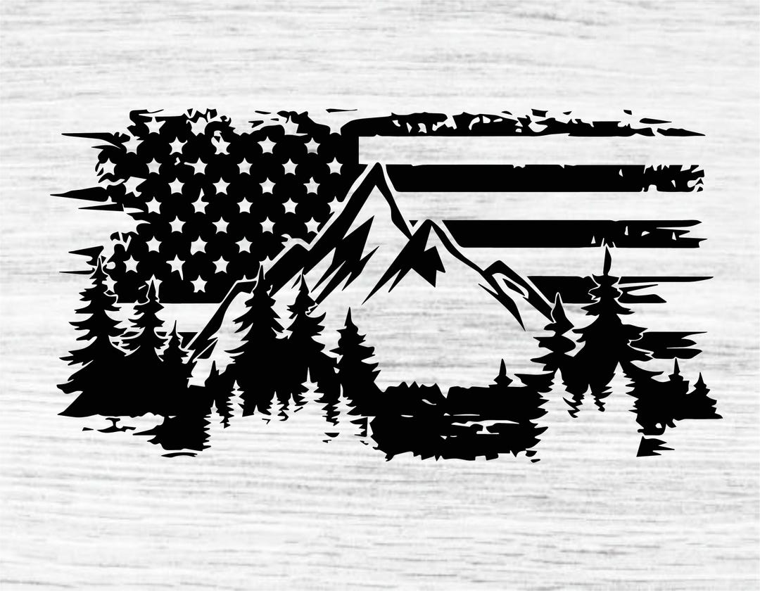 Mountain Range Vinyl Decal Sticker - American Flag Emblem (set of 2) - Etsy