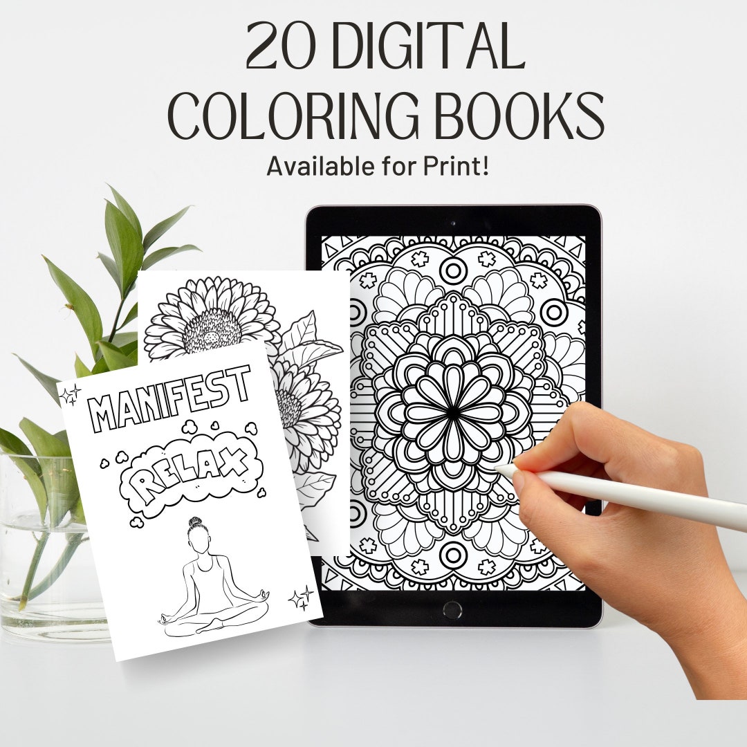 20 Digital Coloring Pages, Affirmation Coloring Book, Digital Download ...