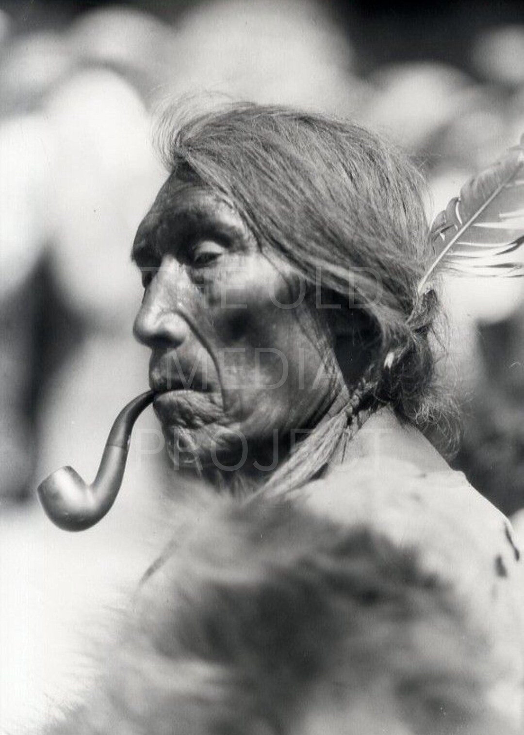 Old Native Man Smoking Pipe Print - Indian Chief - Native American Art ...