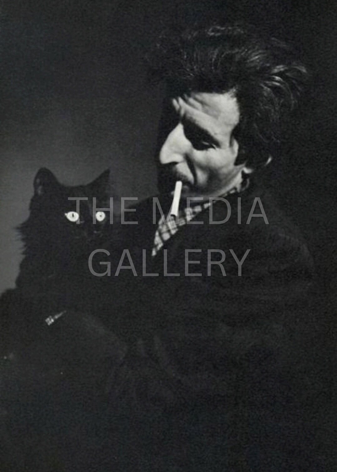 Gjon Mili, Self Portrait With Black Cat Photo Print - Vintage Old Photo ...