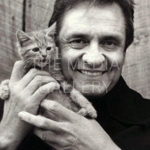 Johnny Cash & Kitten Photo Print - Cute Kitten Cat Art Photo Print ...