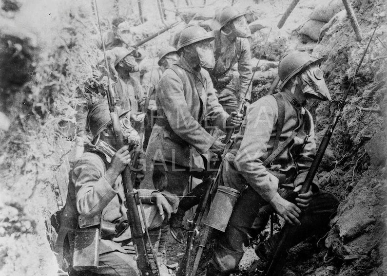 WW1 French Gas Mask Troops, 1917 Photo Print - World War 1 - French ...