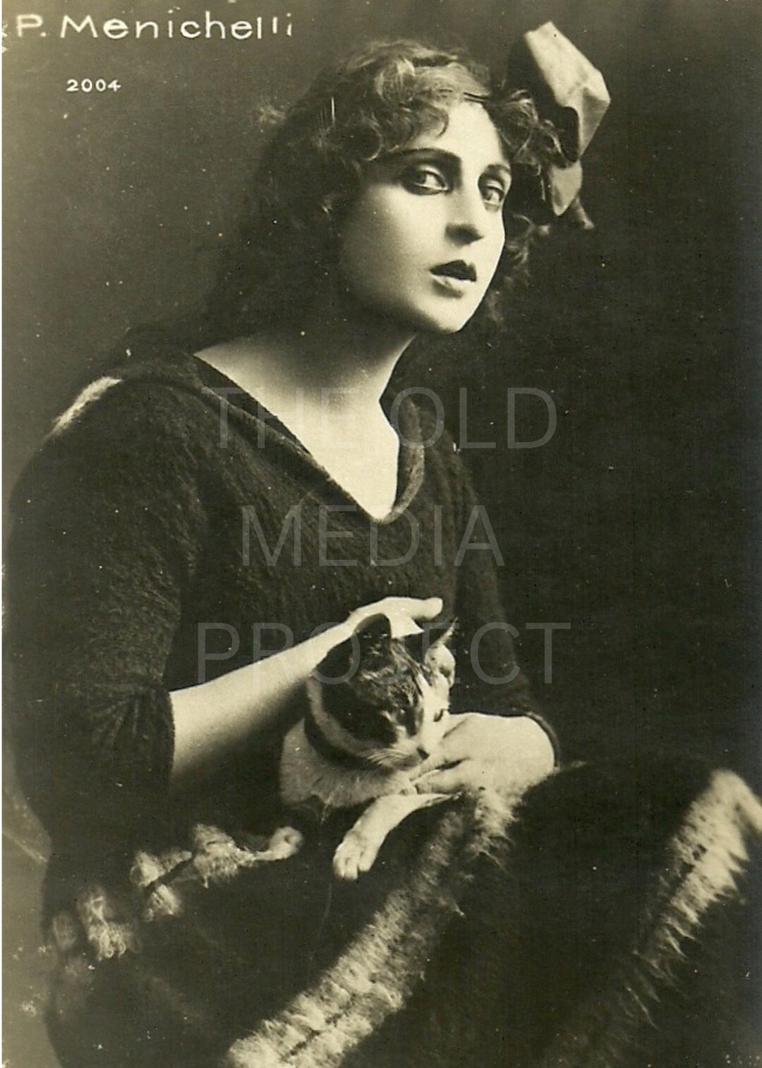 Pina Menichelli & Feline Friend Photo Print - Silent Film Movie Icon ...