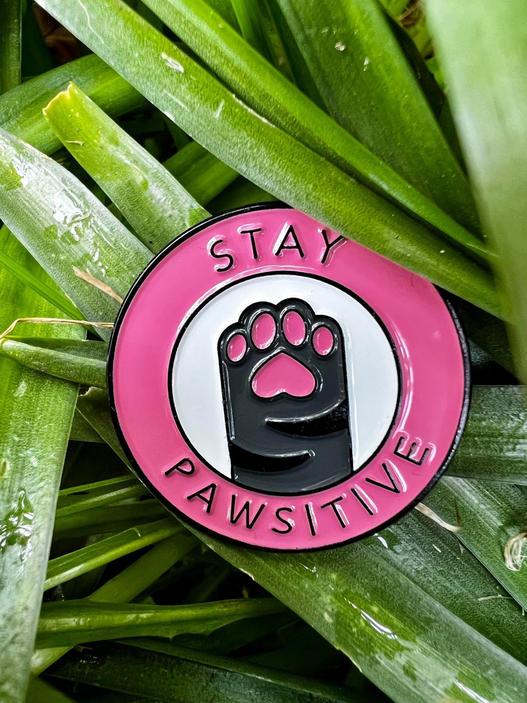 Stay Pawsitive Cute Adorable Cat Kitten Enamel Pin Animal Backpack ...