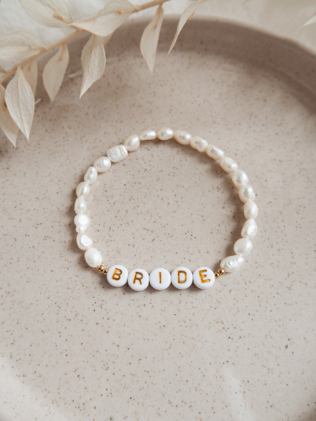 Customizable Natural Pearl Bridal Bracelet, Freshwater Pearl Bridal ...