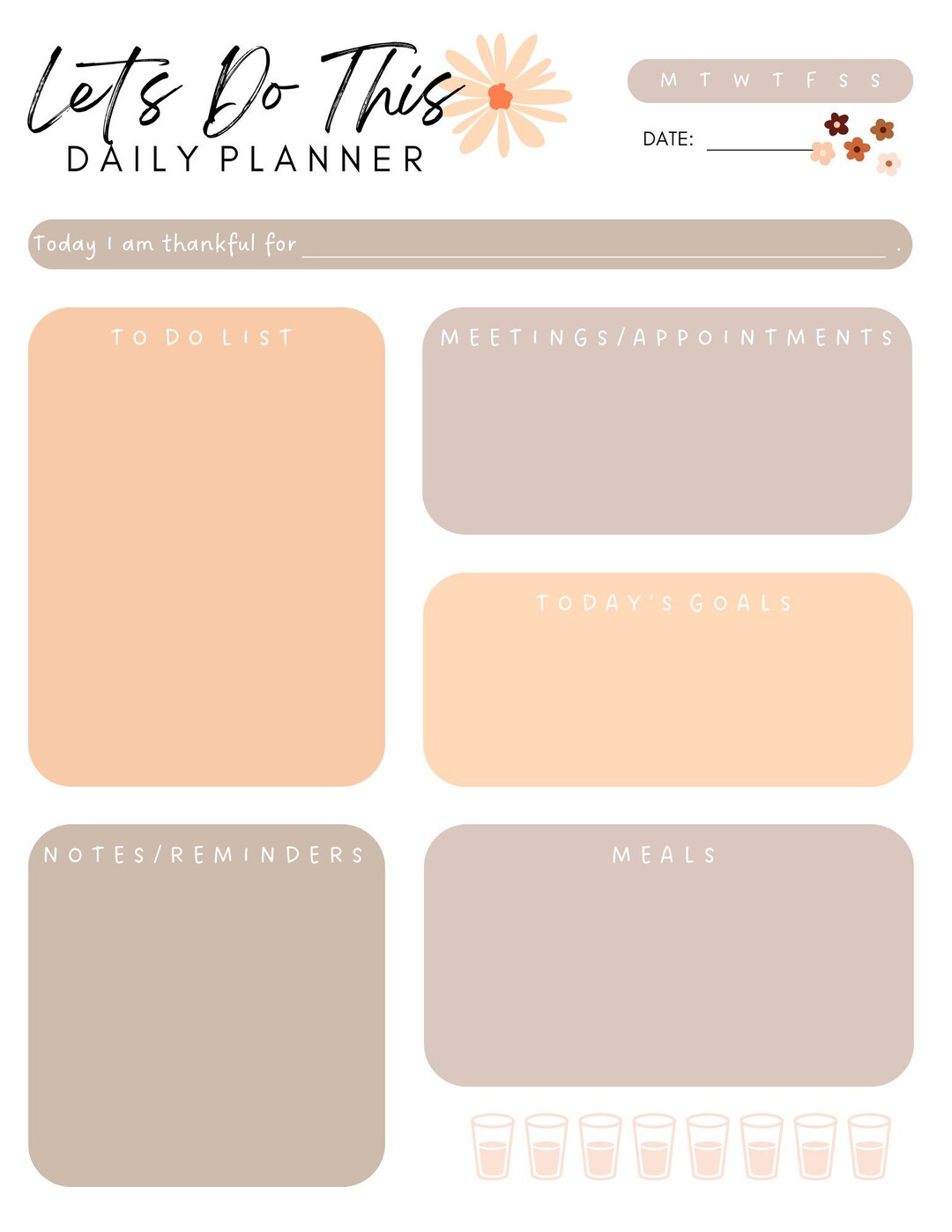 Daily Planner, Boho Chic, Printable Planner, Lets Do This, Motivational ...