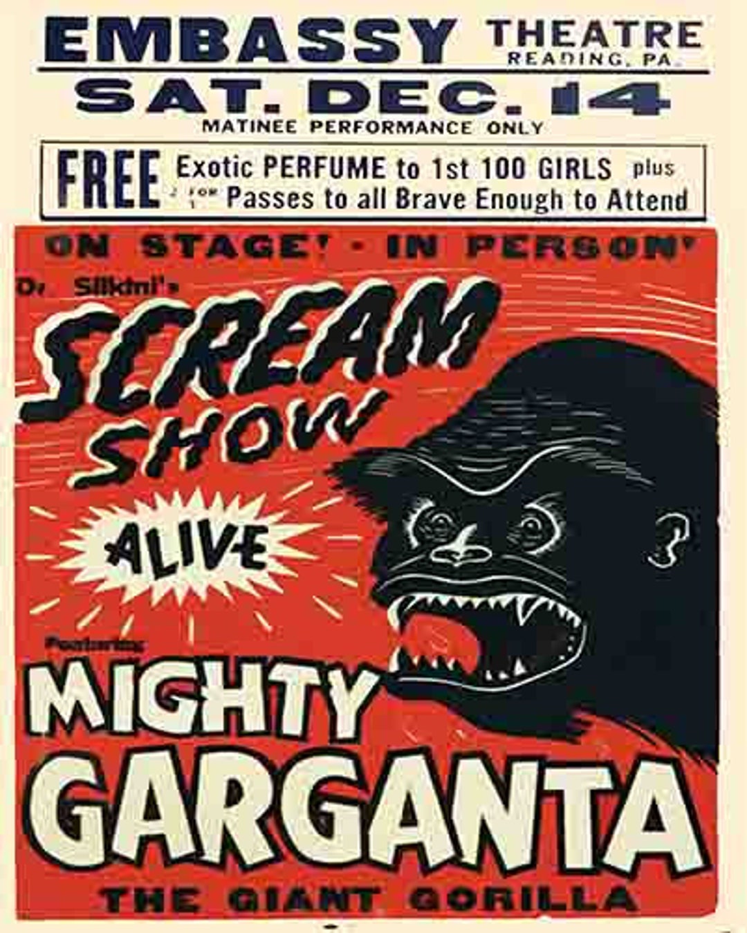 Vintage Mighty Gargantua Gorilla Circus Fair Sideshow Freakshow Event ...
