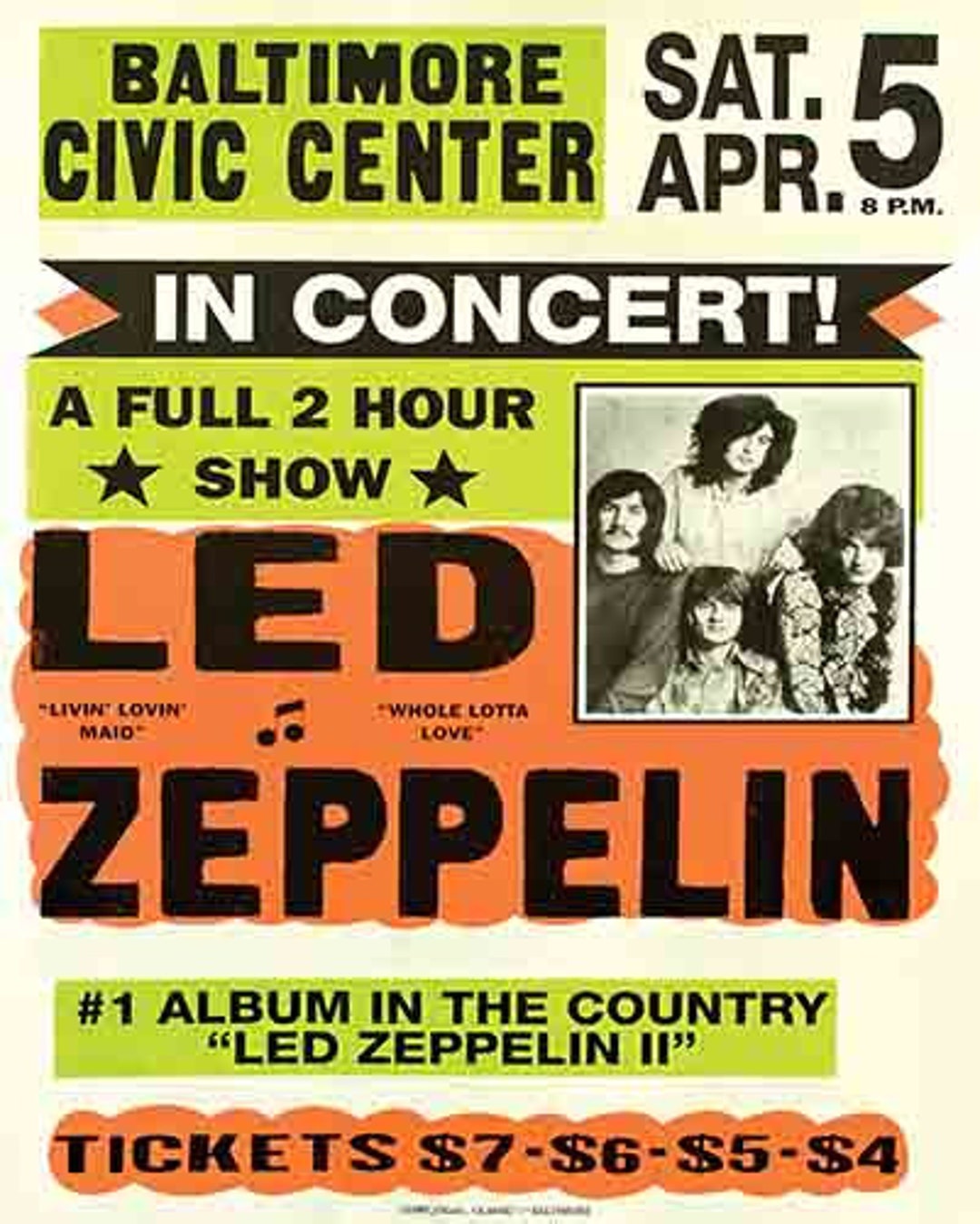 Vintage Led Zeppelin Baltimore MD Concert Event Poster Digital - Etsy