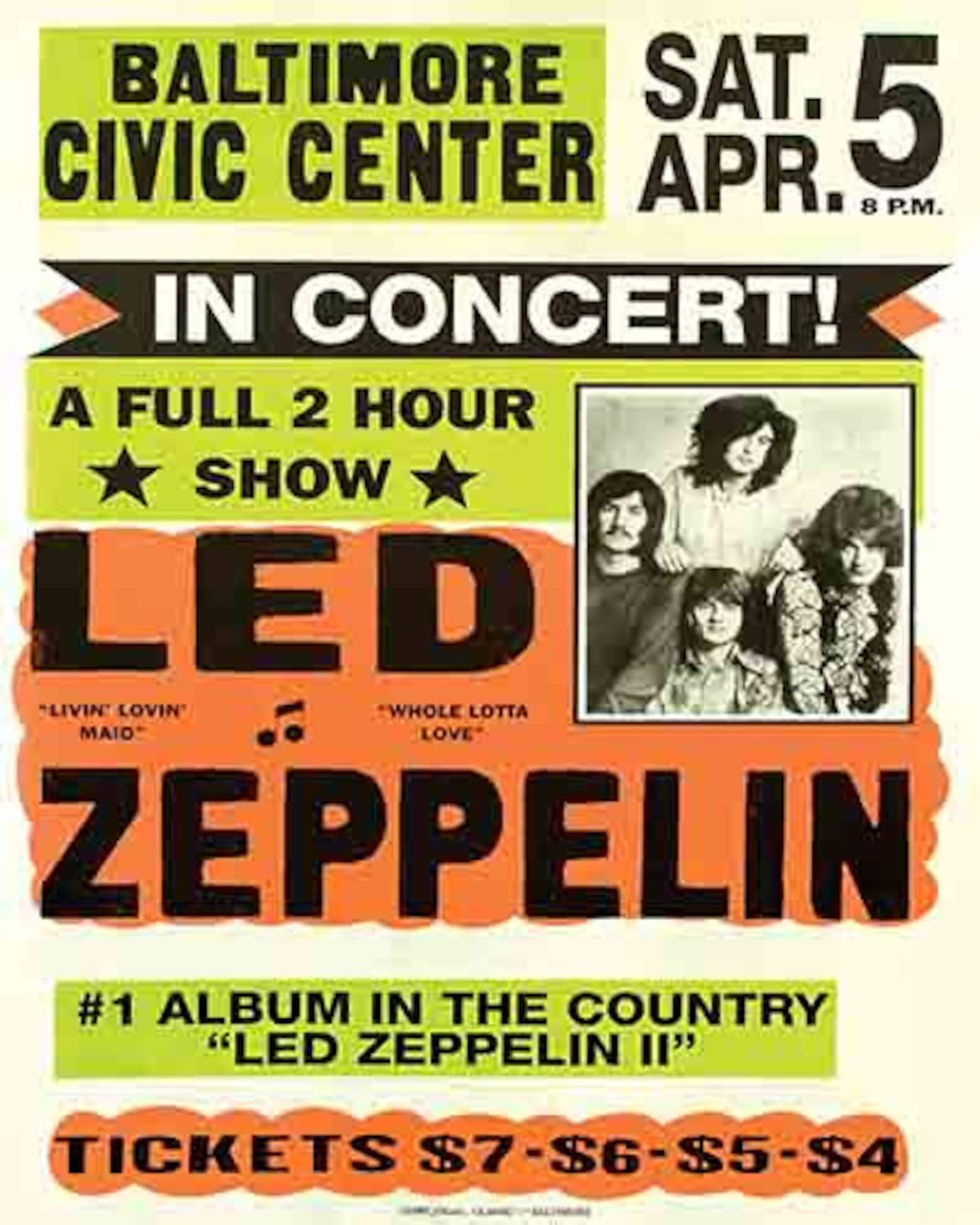 Vintage Led Zeppelin Baltimore MD Concert Event Poster Digital Art ...