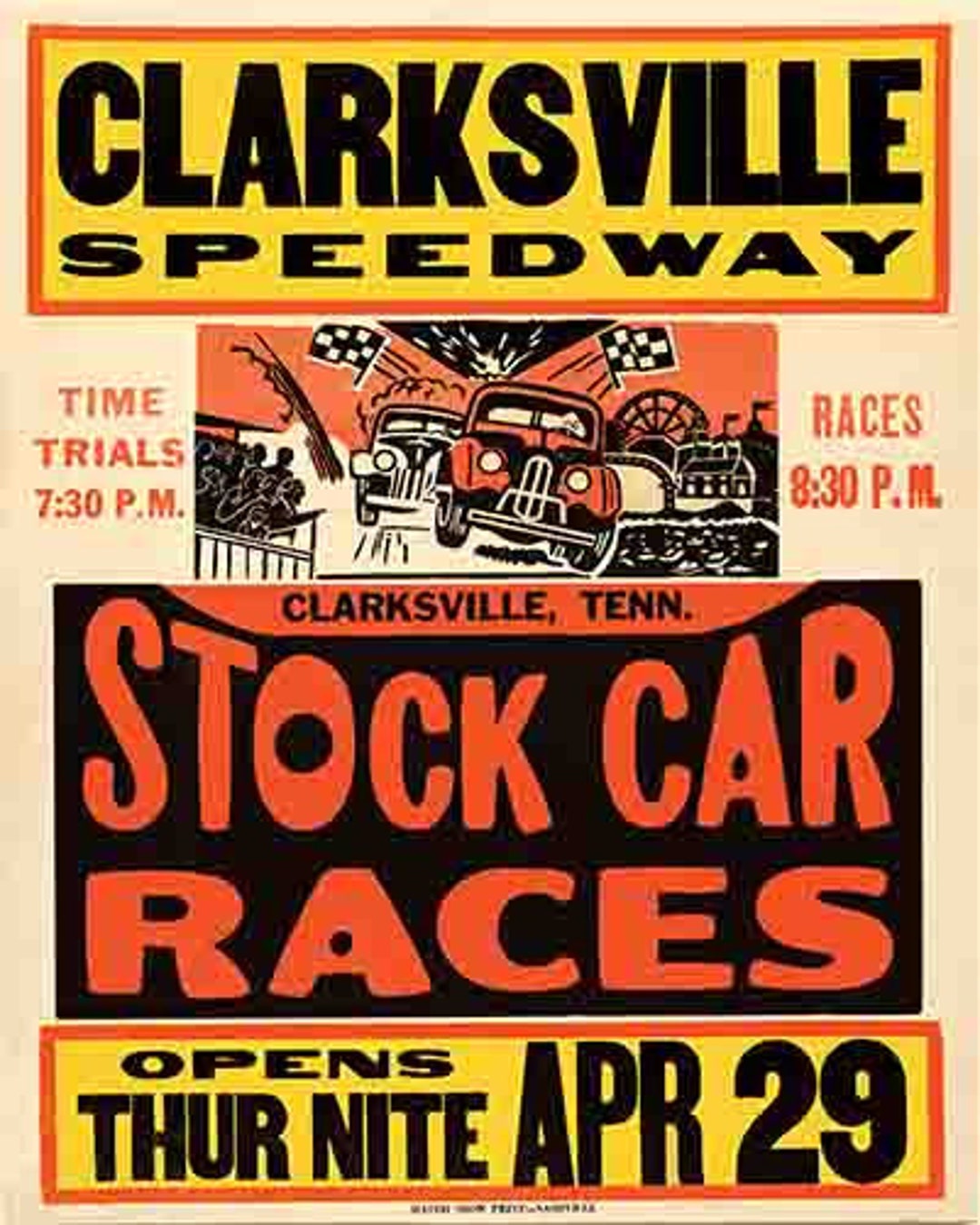 Vintage Stock Car Races Auto Racing Event Poster Digital Art Print ...