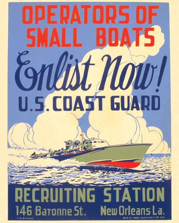 Vintage USCG US Coast Guard Recruiting Military WW2 Poster - Etsy