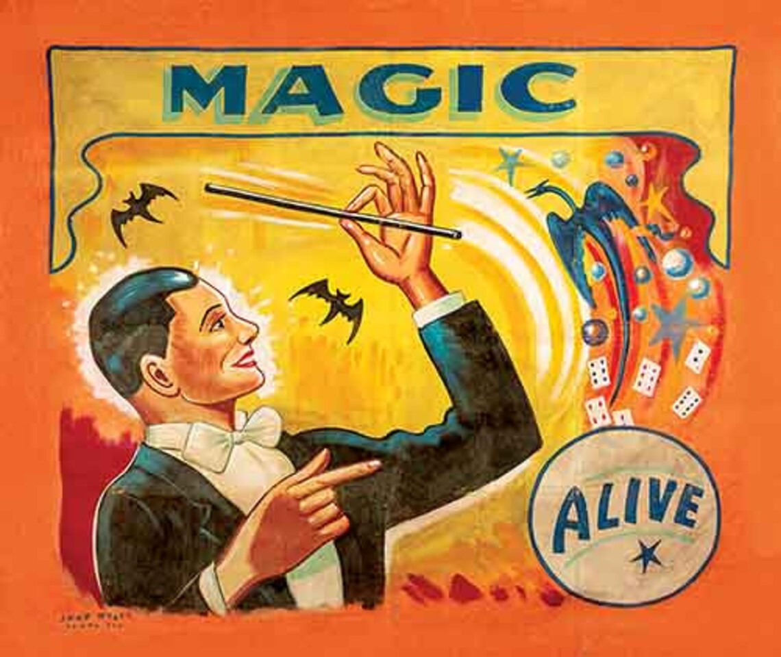Vintage Freakshow Banner ' Magic ' 4' Wide Heavyweight Scrim Vinyl With ...