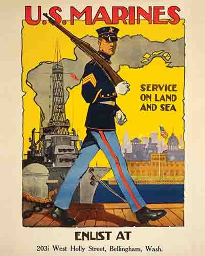 Vintage US Marines Marine Corps Recruiting Military Poster Digital Art ...