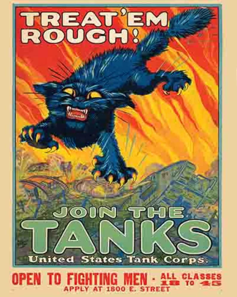 Vintage WW1 US Army Tank Corps Recruiting Military Poster Digital Art ...