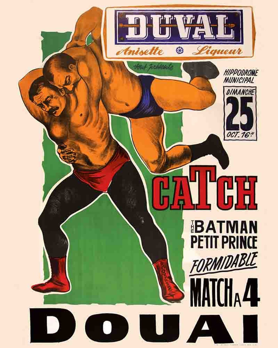 Vintage French Pro Wrestling Event Poster Digital Art Print Retro - Etsy