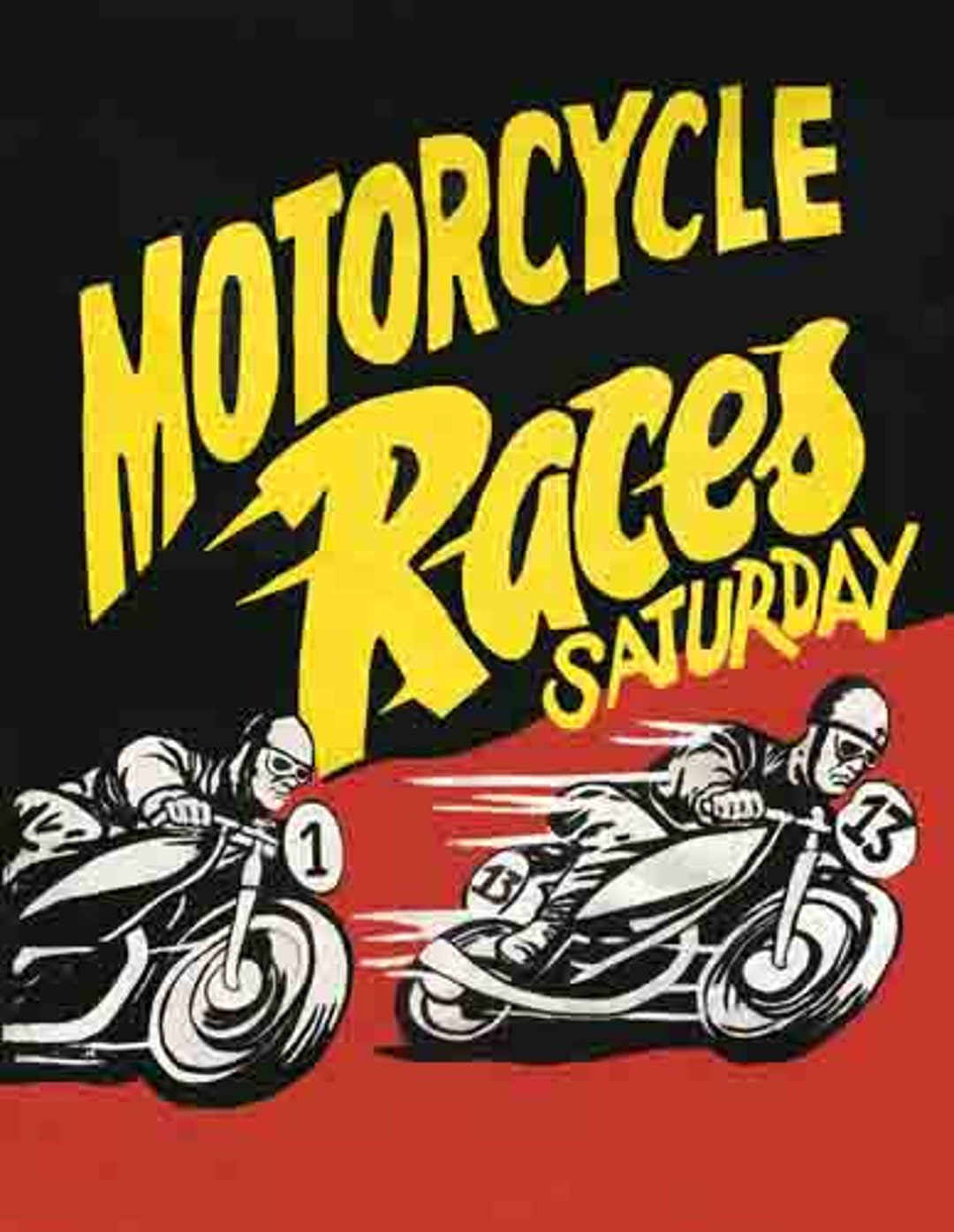 Vintage Freakshow Banner ' Motorcycle Races ' 5' Tall Heavyweight Scrim ...
