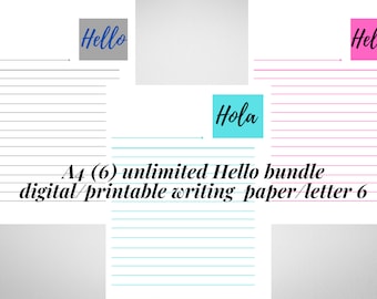 Digital and Printable Gray Hello lined writing paper | Etsy