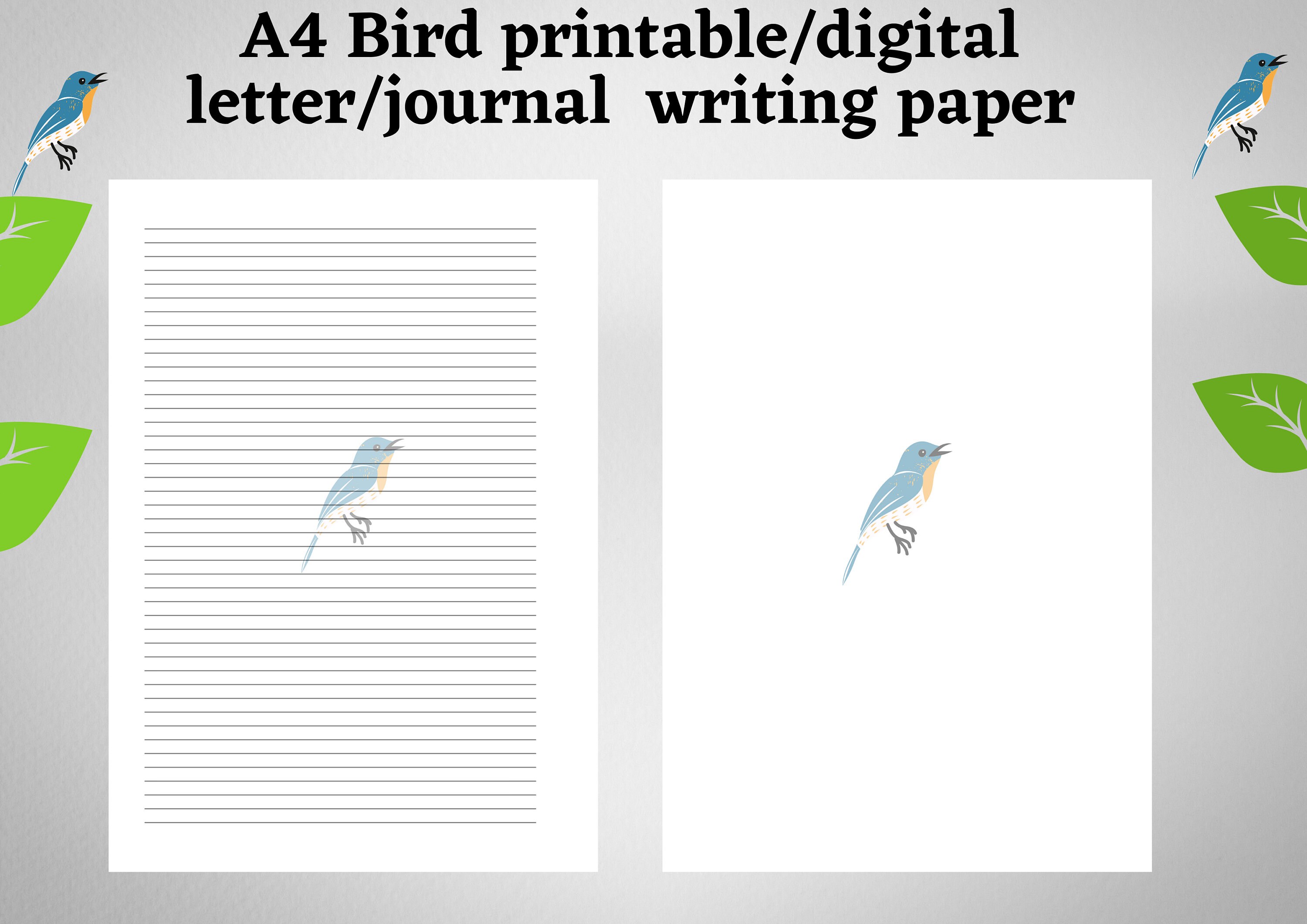 A4 Blue Bird Digital/printable Letter Writing Paper/ - Etsy