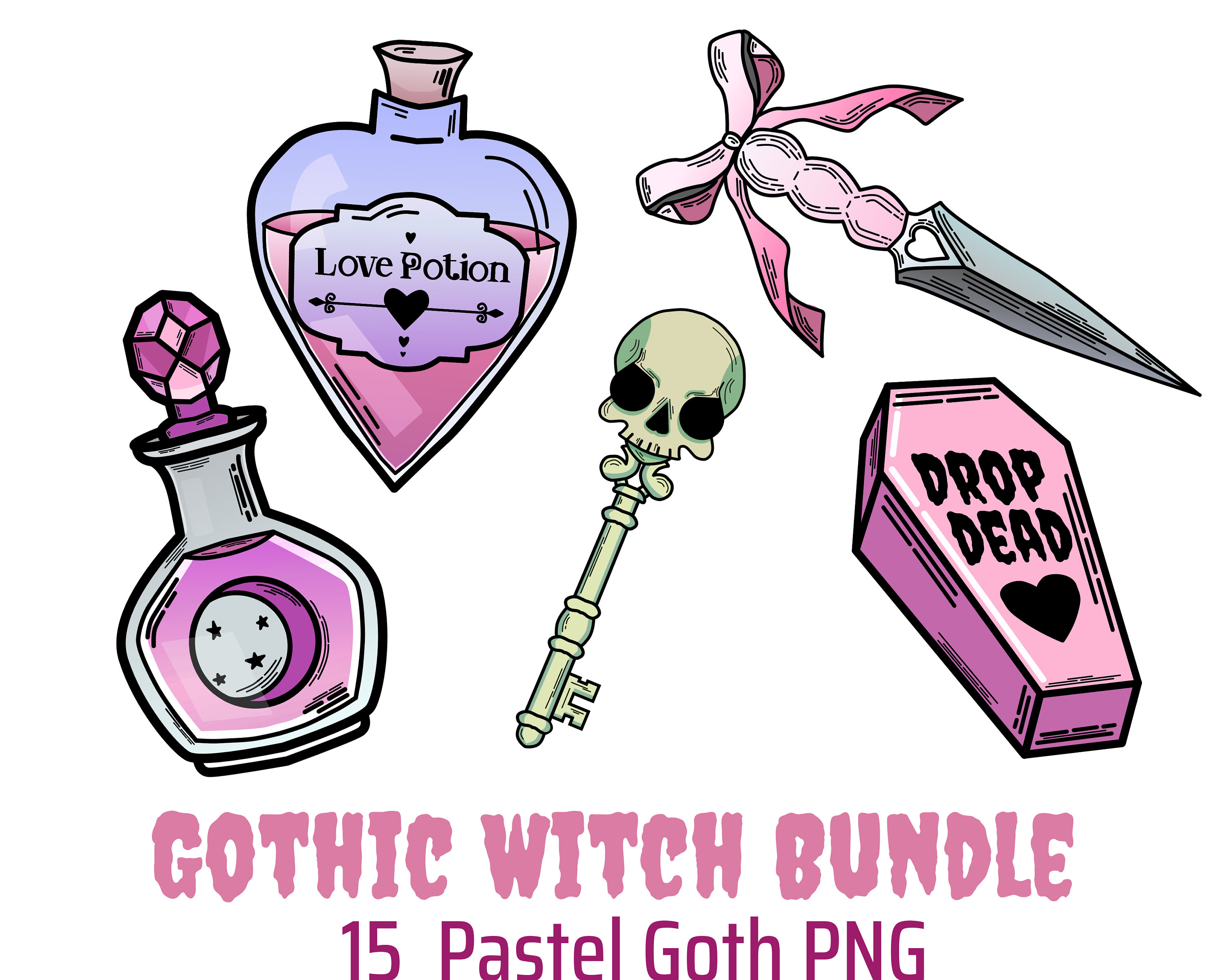 Pastel Goth Clip Art Gothic Witch SVG Bundle Crystal SVG - Etsy UK