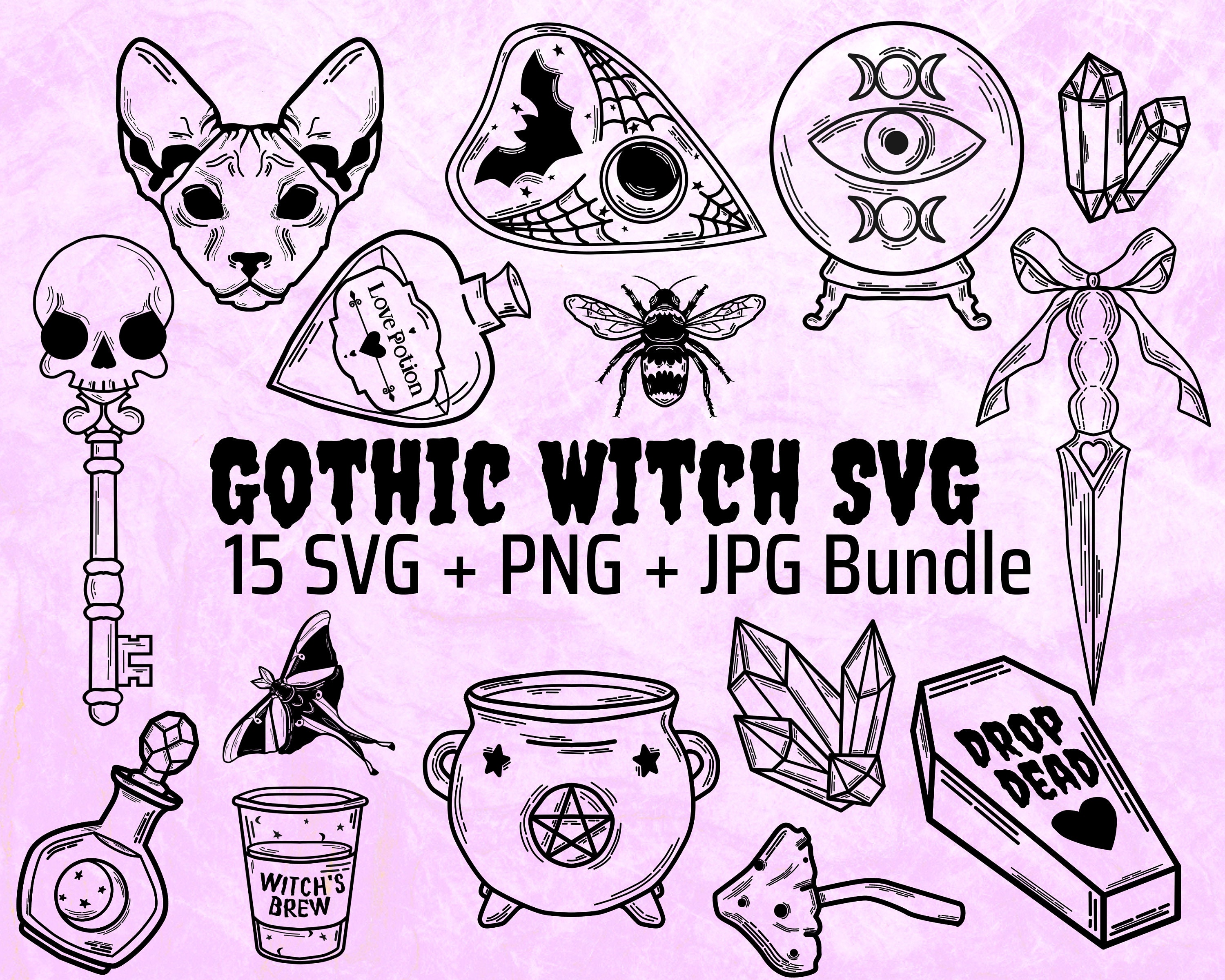 Gothic Witch SVG Bundle Pastel Goth Clip Art Crystal SVG - Etsy