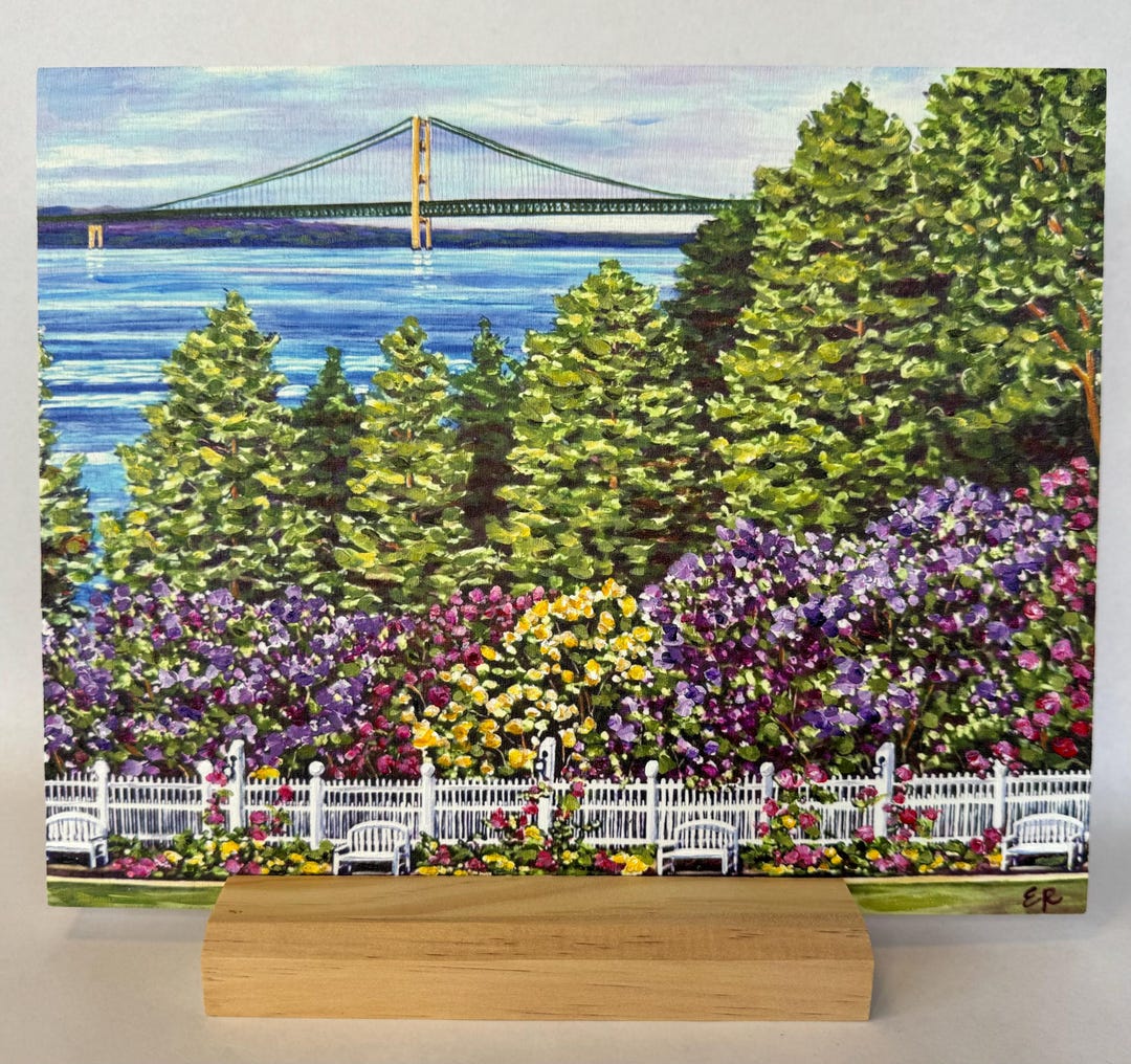 Mackinac Wood Print, 8 X 10" Hand Embellished Print of Erynn Rice's ...