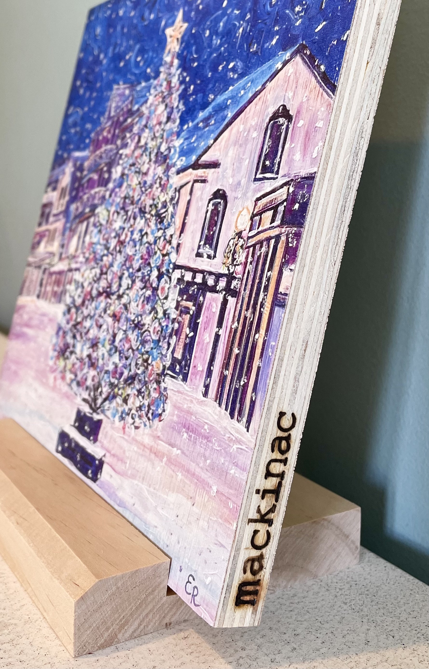 Mackinac Wood Print, 10 X 10 Hand Embellished Print of Erynn Rice's ...