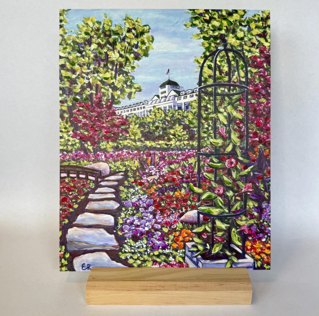 Mackinac Wood Print, 8 X 10" Hand Embellished Print of Erynn Rice's ...