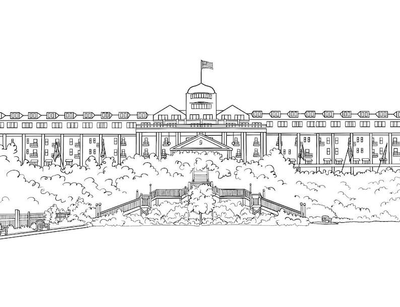 Mackinac Island Notecard Grand Hotel By Erynn Rice Etsy