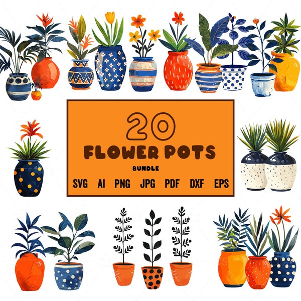 Flower Pots Svg - Etsy