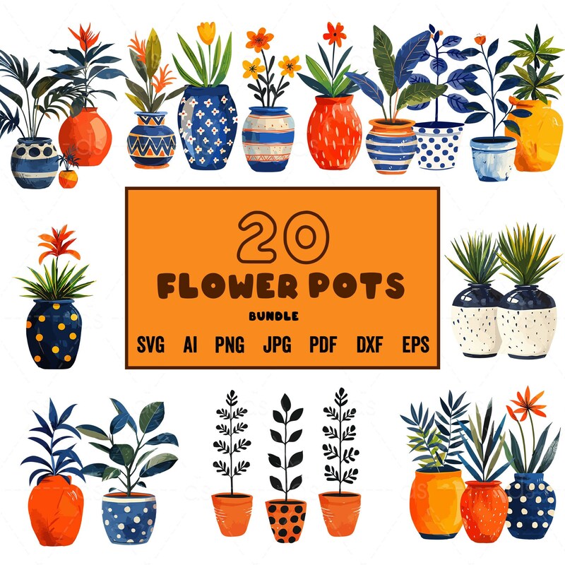 Flower Pot Svg - Etsy