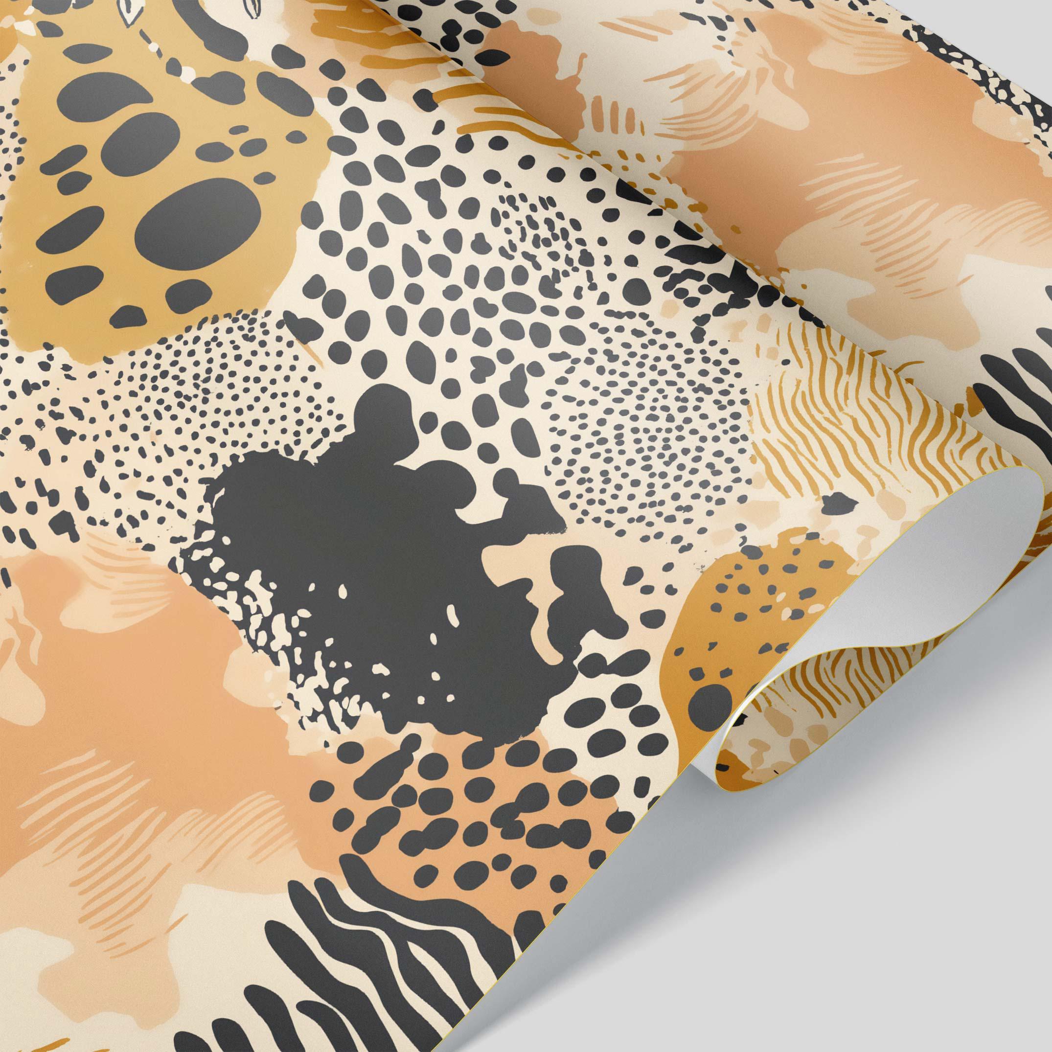 Textured Animal Spot Stripe Digital Paper - Beige Black Organic ...