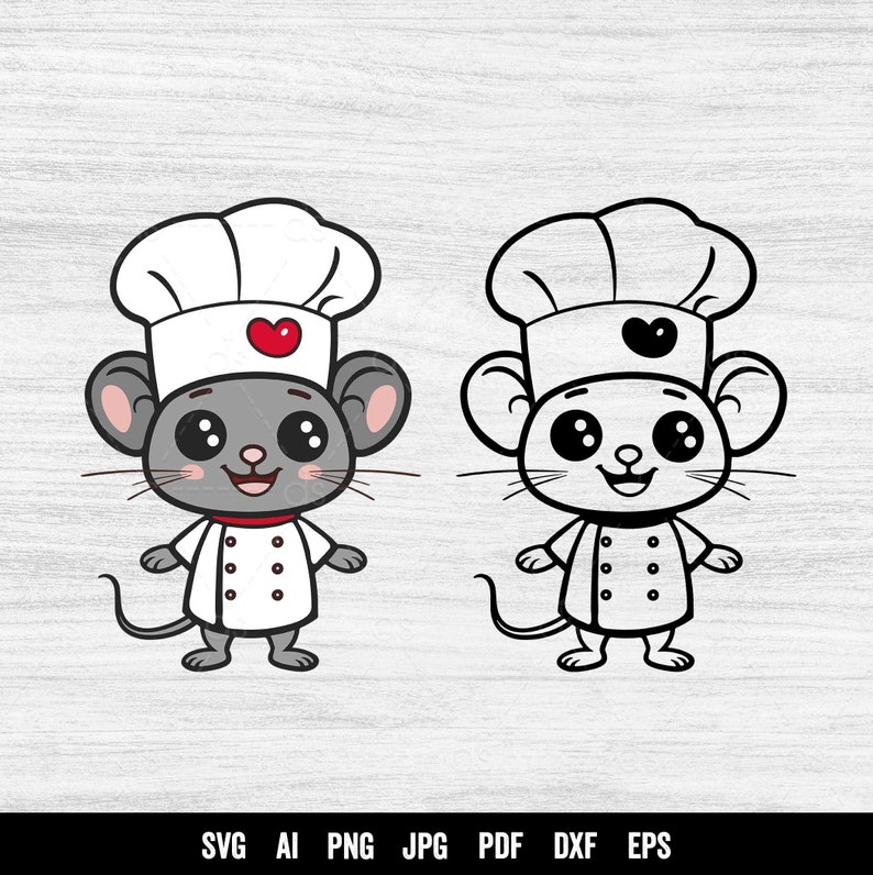 Chef Mouse SVG PNG | Cute Cooking Mouse Clipart | Chef Mouse Cut File ...