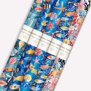 Sea Life Seamless Pattern Set, Underwater Pattern, Nautical, Ocean ...