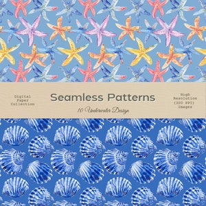Seamless Underwater Digital Paper - Sea Themed Seamless Patterns ...