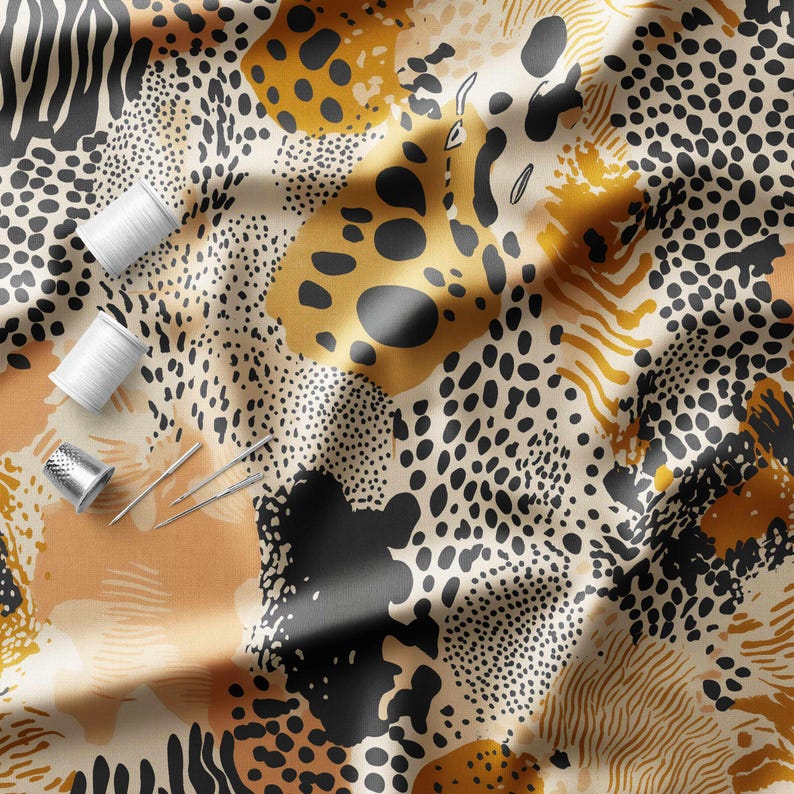Textured Animal Spot Stripe Digital Paper - Beige Black Organic ...