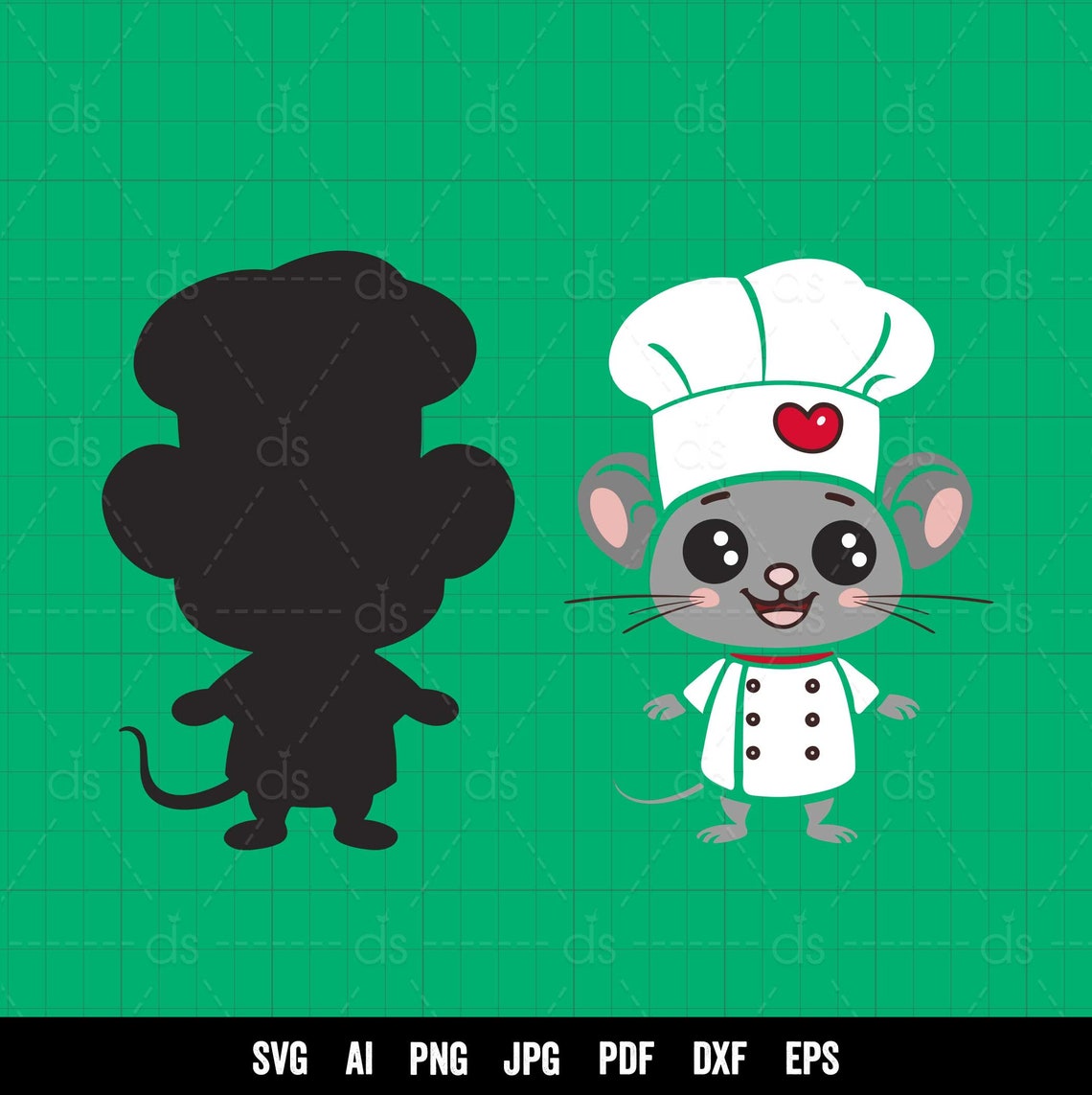 Chef Mouse SVG PNG | Cute Cooking Mouse Clipart | Chef Mouse Cut File ...