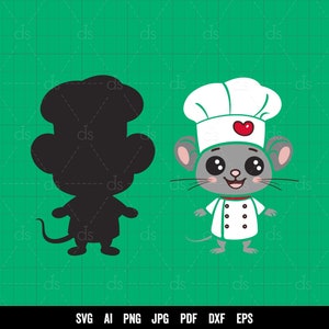 Chef Mouse SVG PNG Cute Cooking Mouse Clipart Chef Mouse Cut File Mouse ...