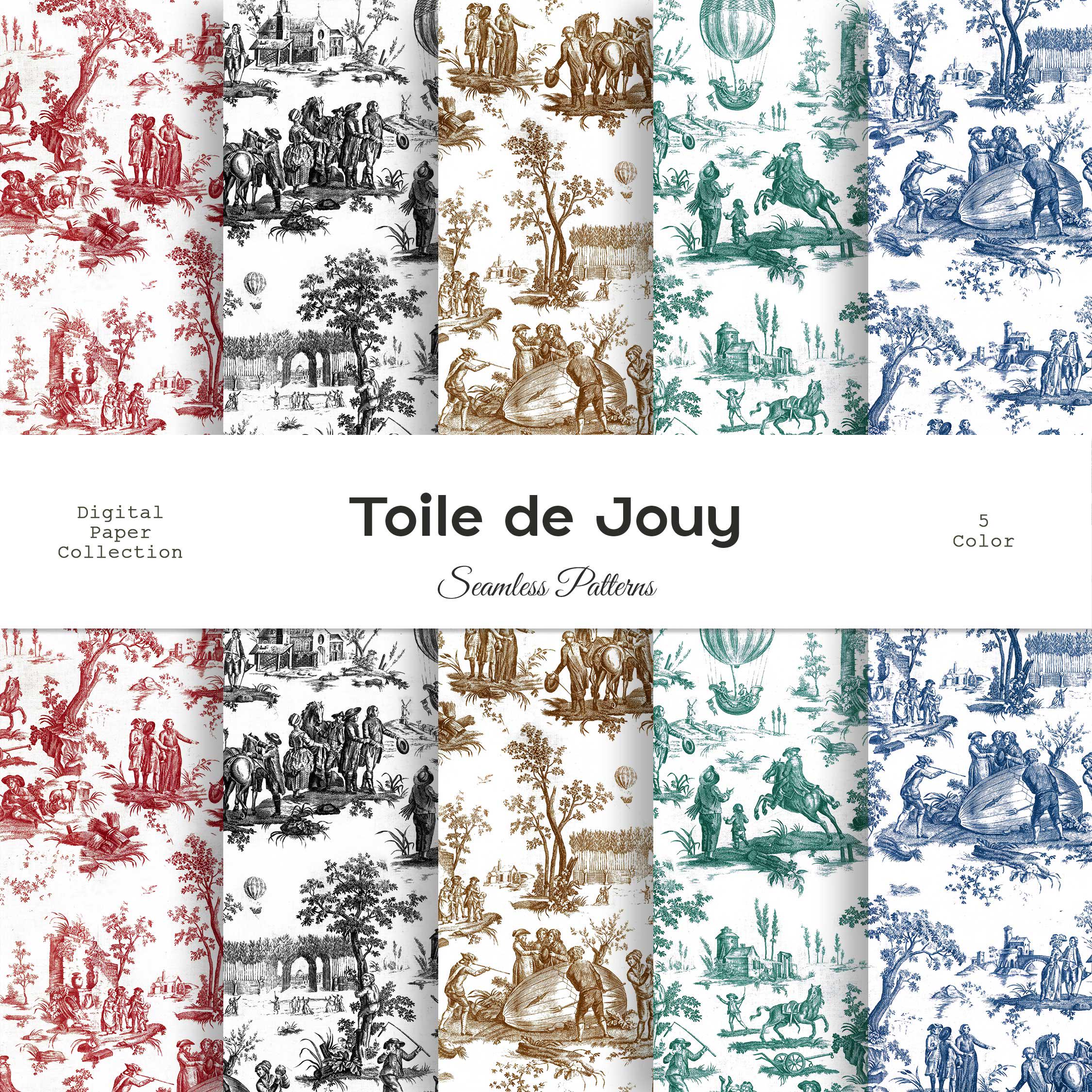 Toile De Jouy Pattern Set, Toile Pattern Digital Paper, Digital ...