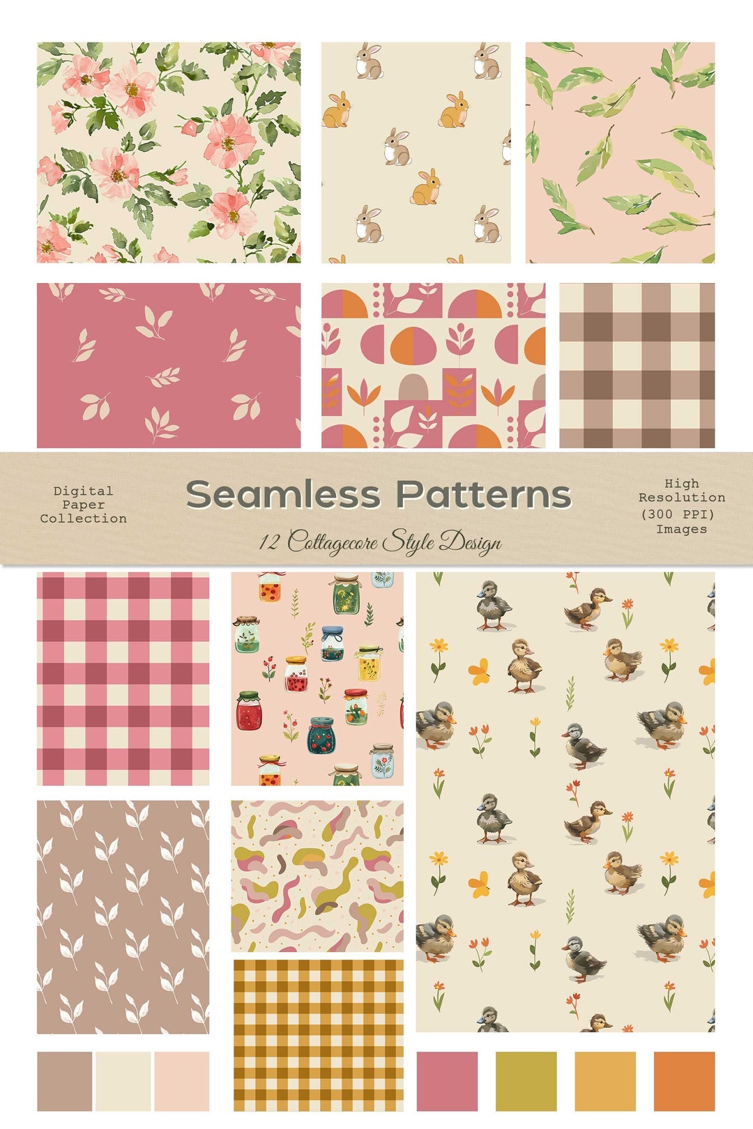 Cottagecore Seamless Pattern - Digital Paper - Digital Patterns ...