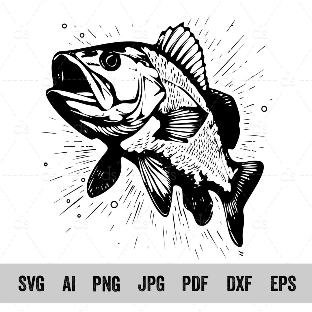 Bass Fishing Svg, SVG - PNG - JPG - Pdf - Eps - Ai - Dxf /cricut, Cut ...