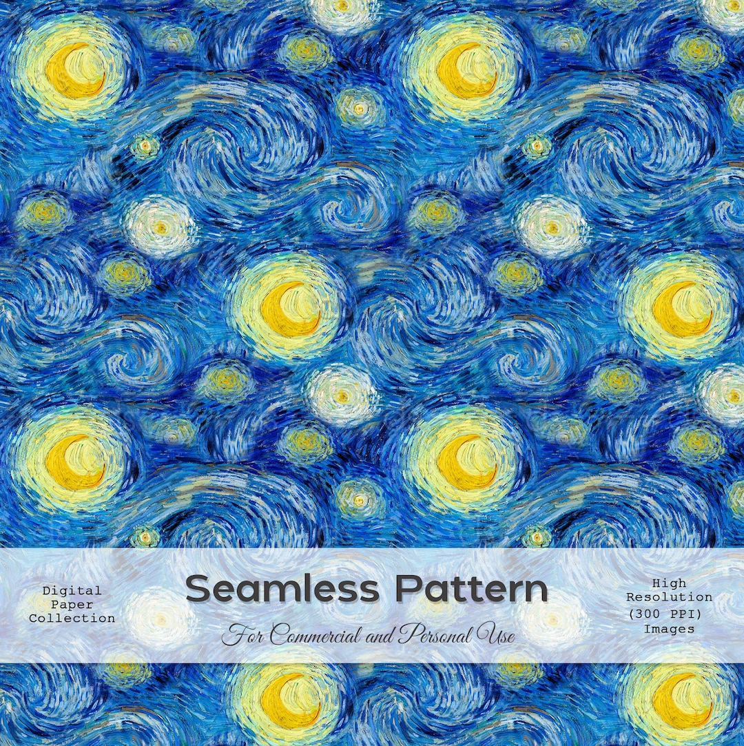 Starry Night Seamless Digital Paper: Van Gogh-inspired Pattern (digital ...