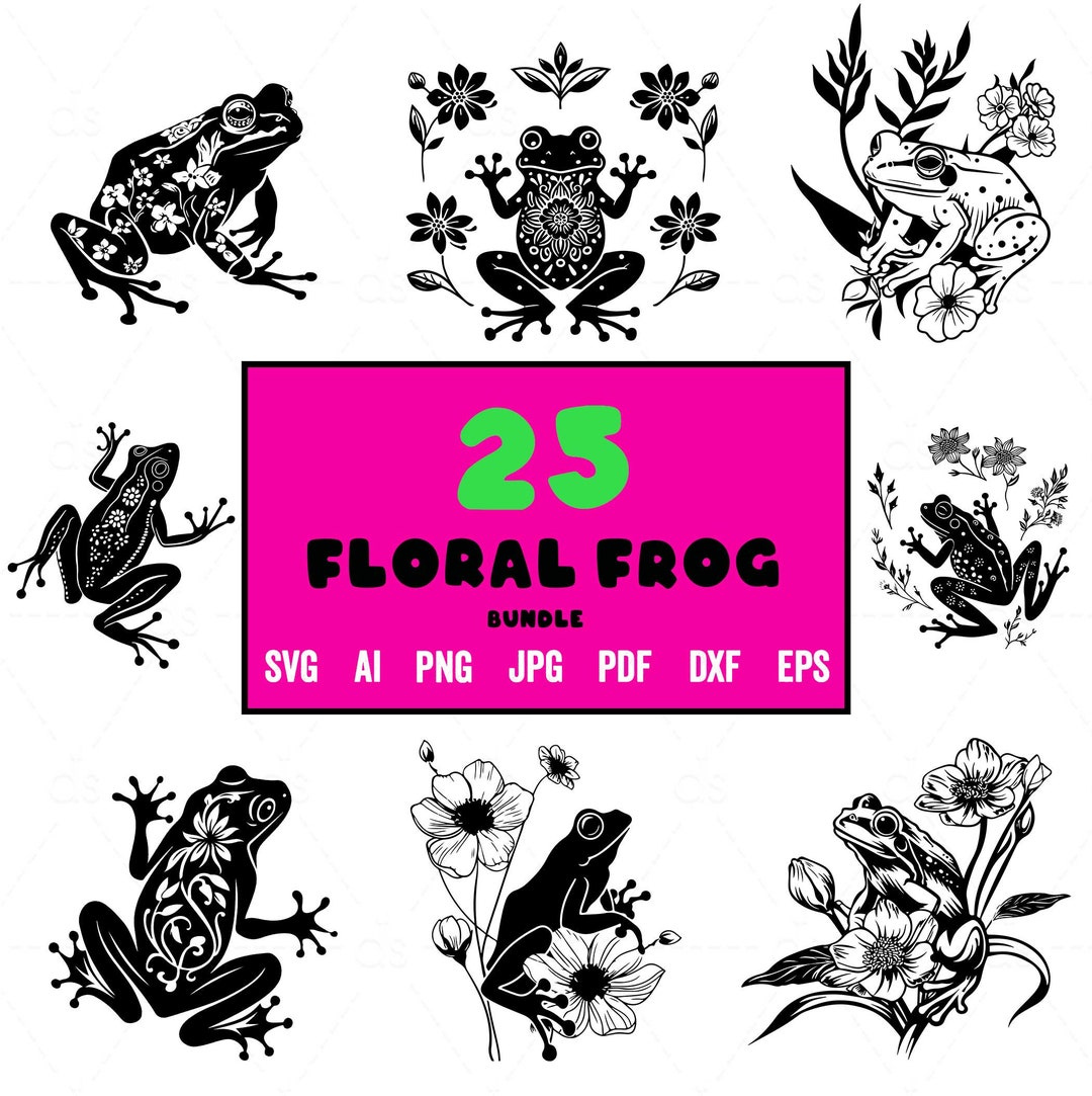 Frog SVG Pack - 32 Vector Files for Cricut & Silhouette - Includes PNG ...