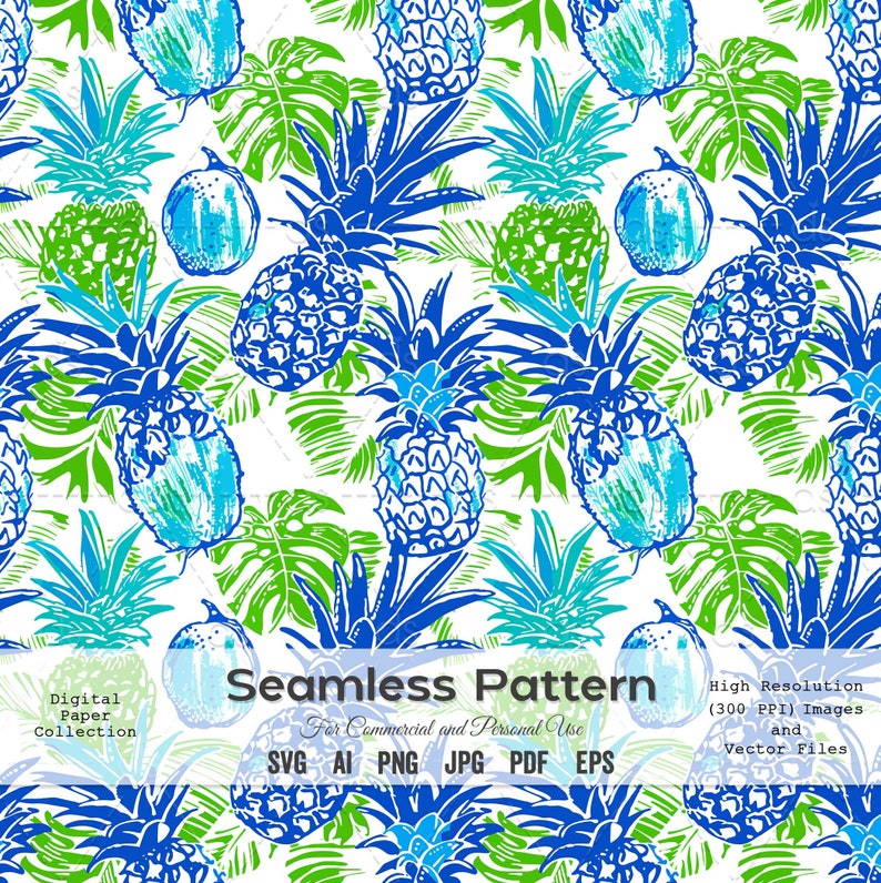 Tropical Pineapple Seamless Pattern – Summer Digital Paper (png, Svg ...