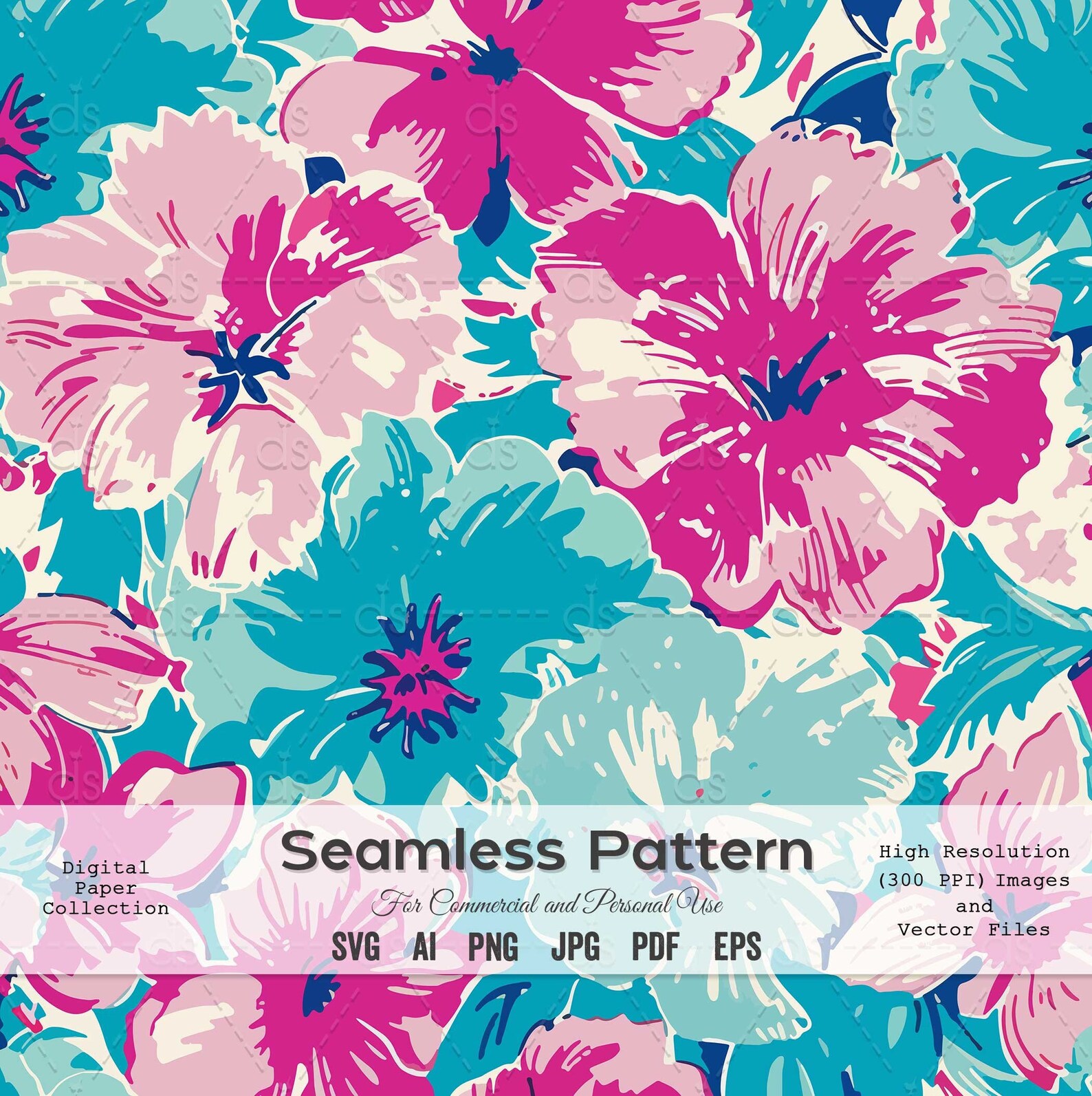 Seamless Colorful Floral Pattern / SVG - PNG - JPG - Pdf - Eps - Ai ...