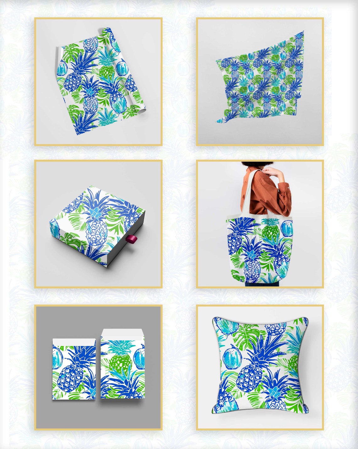 Seamless Pineapple Pattern Digital File Tropical Summer Digital Paper ...