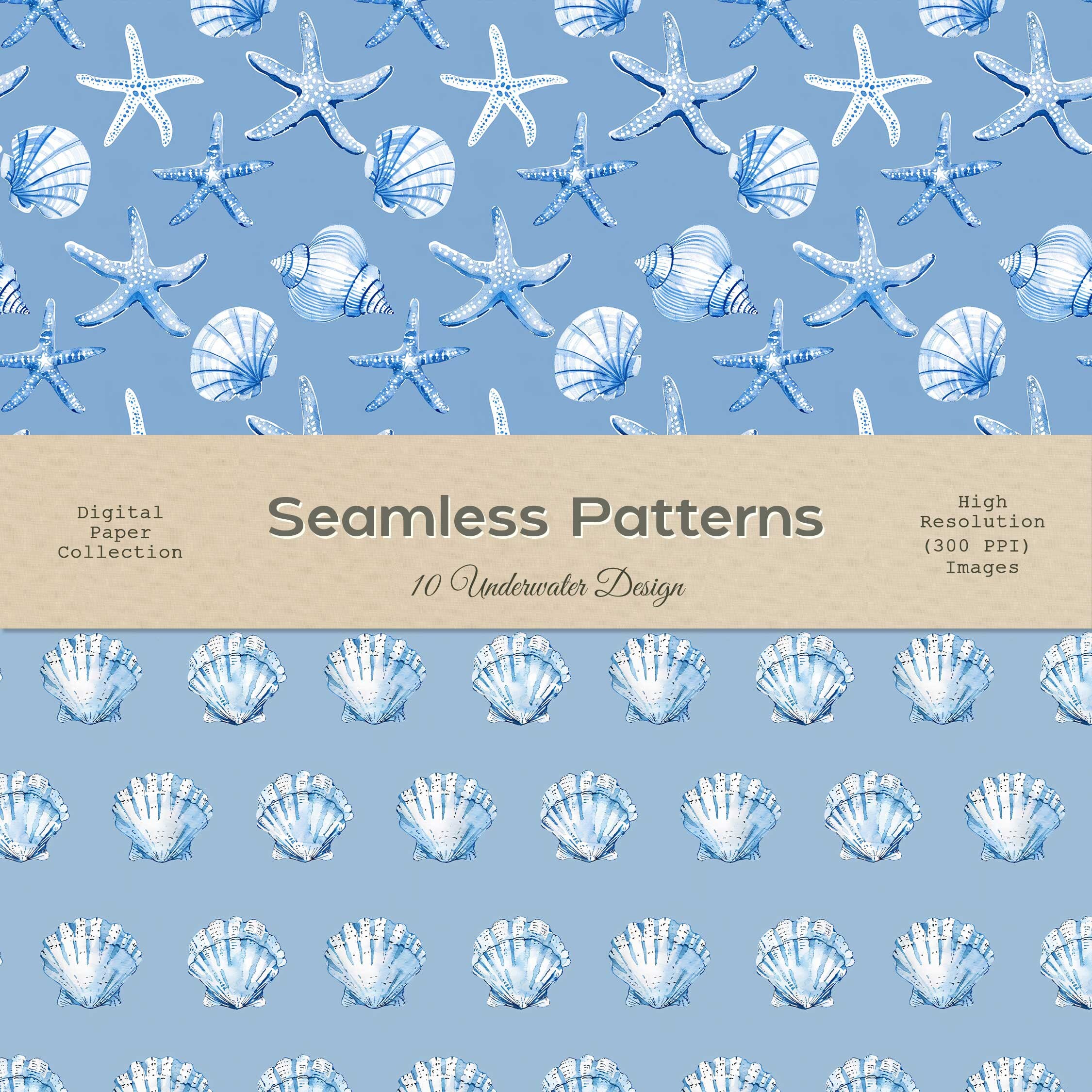 Seamless Underwater Digital Paper Sea Themed Seamless Patterns ...