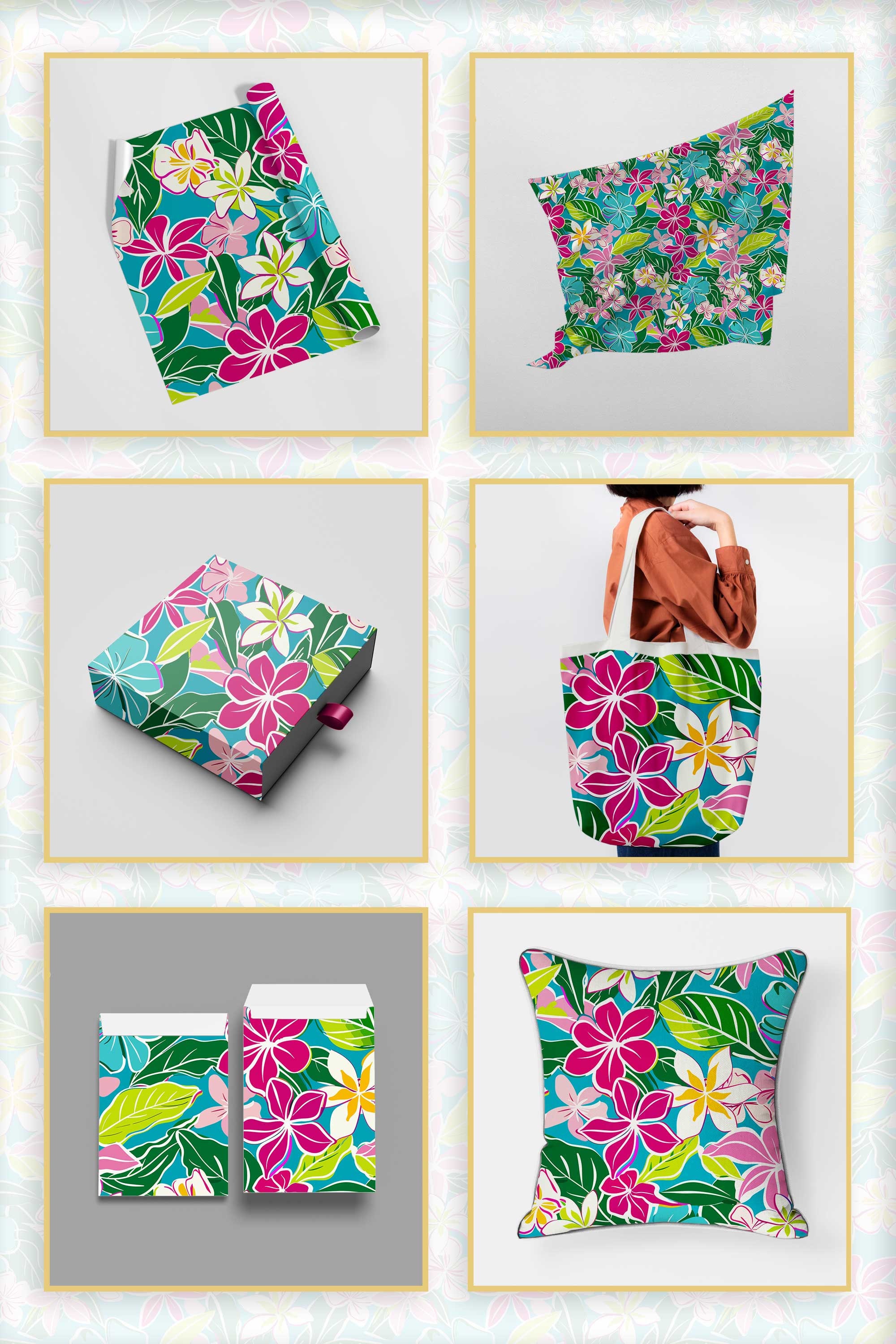 Hawaiian Flower Seamless Pattern, Tropical Floral Pattern / SVG - PNG ...