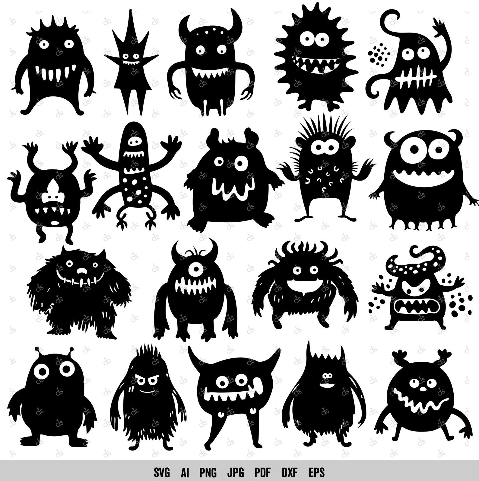 Silly Monsters SVG Bundle Cute Monster Cut Files, Kids Craft SVG ...