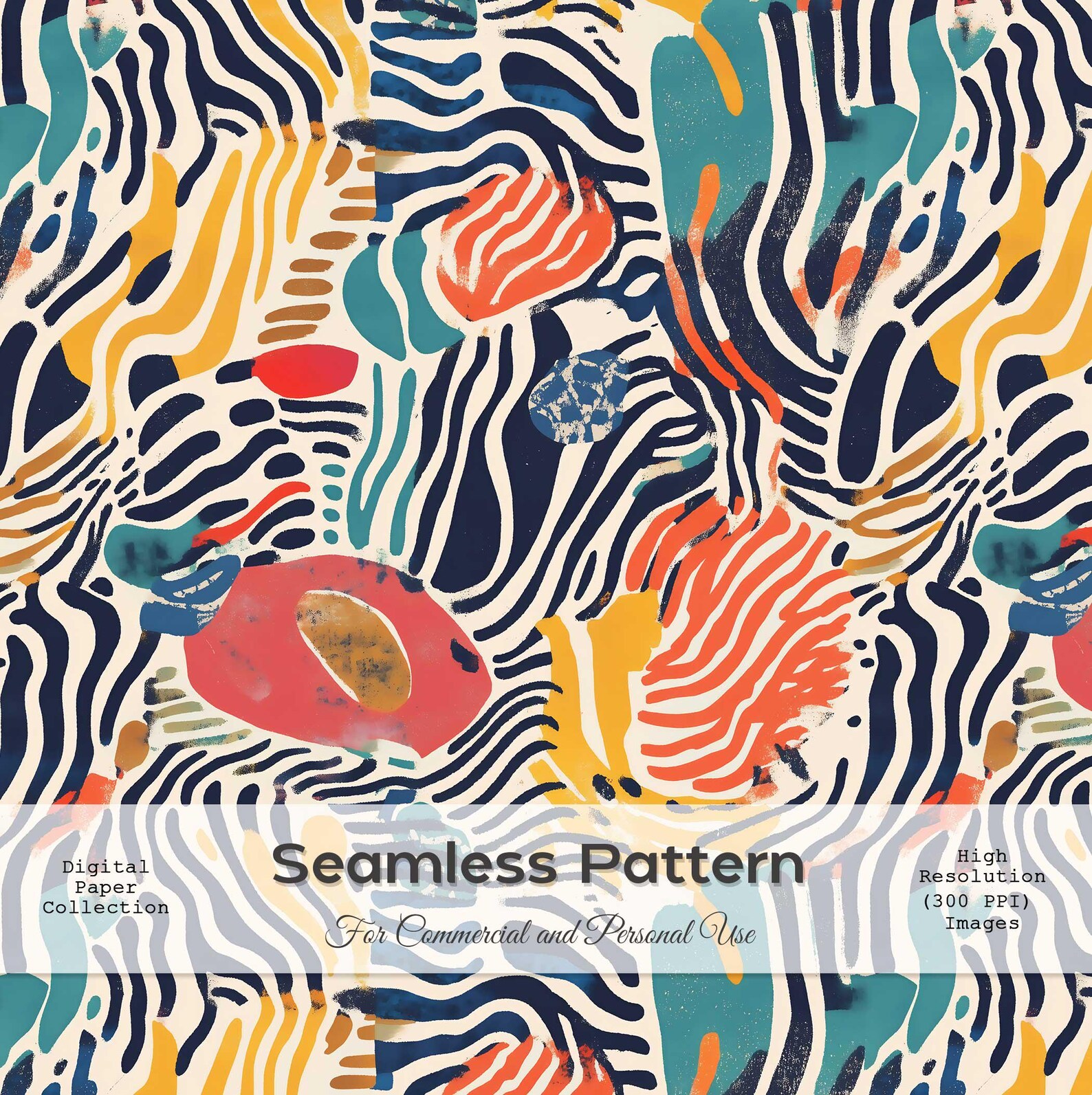 Abstract Brushstroke Seamless Pattern, 300 DPI Digital Paper ...