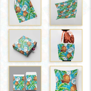 Coconut Palm Seamless Pattern, Tropical Digital Paper (SVG, PNG, JPG ...
